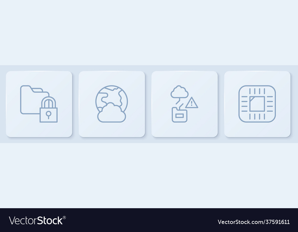 Set line folder and lock cloud technology data Vector Image