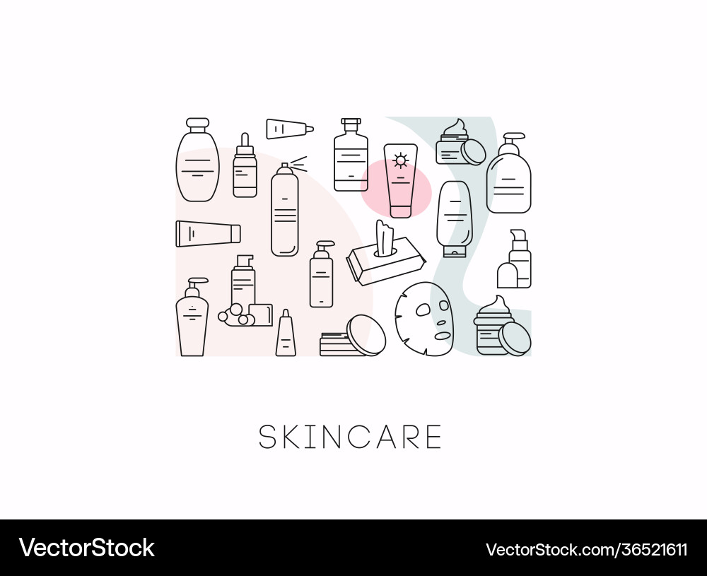 Skincare cosmetic line icon set Royalty Free Vector Image
