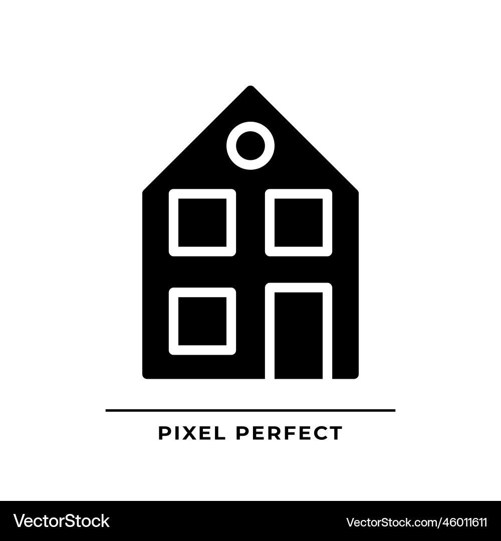 Two story house black glyph icon Royalty Free Vector Image