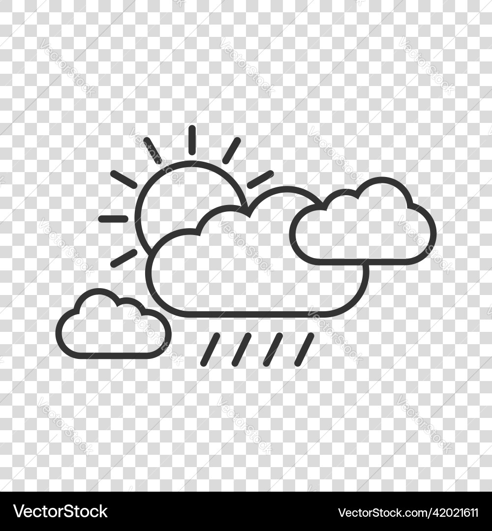 Weather icon in flat style sun cloud and rain Vector Image