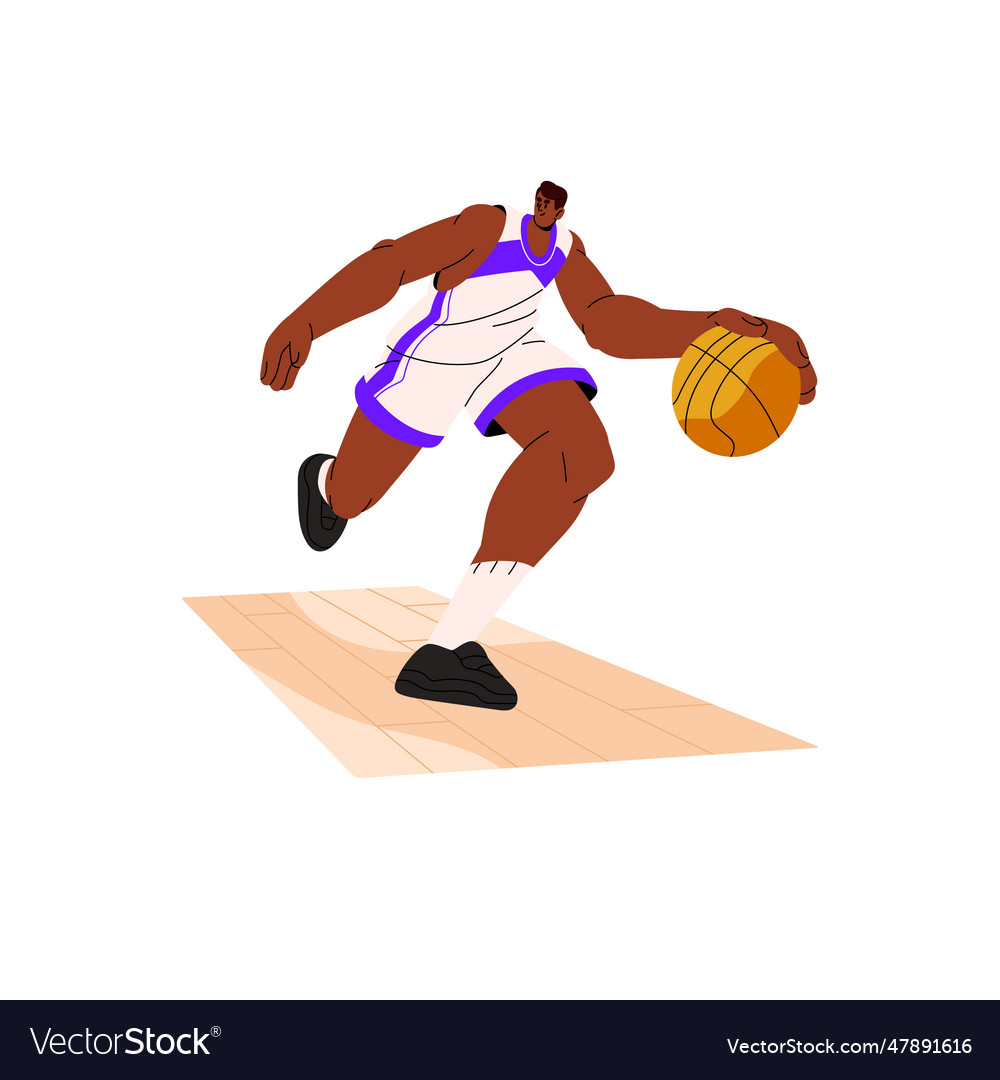 Basketball player running dribbling ball black Vector Image