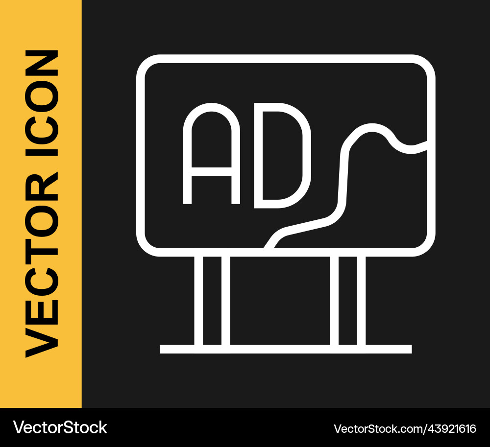 White line advertising icon isolated on black Vector Image
