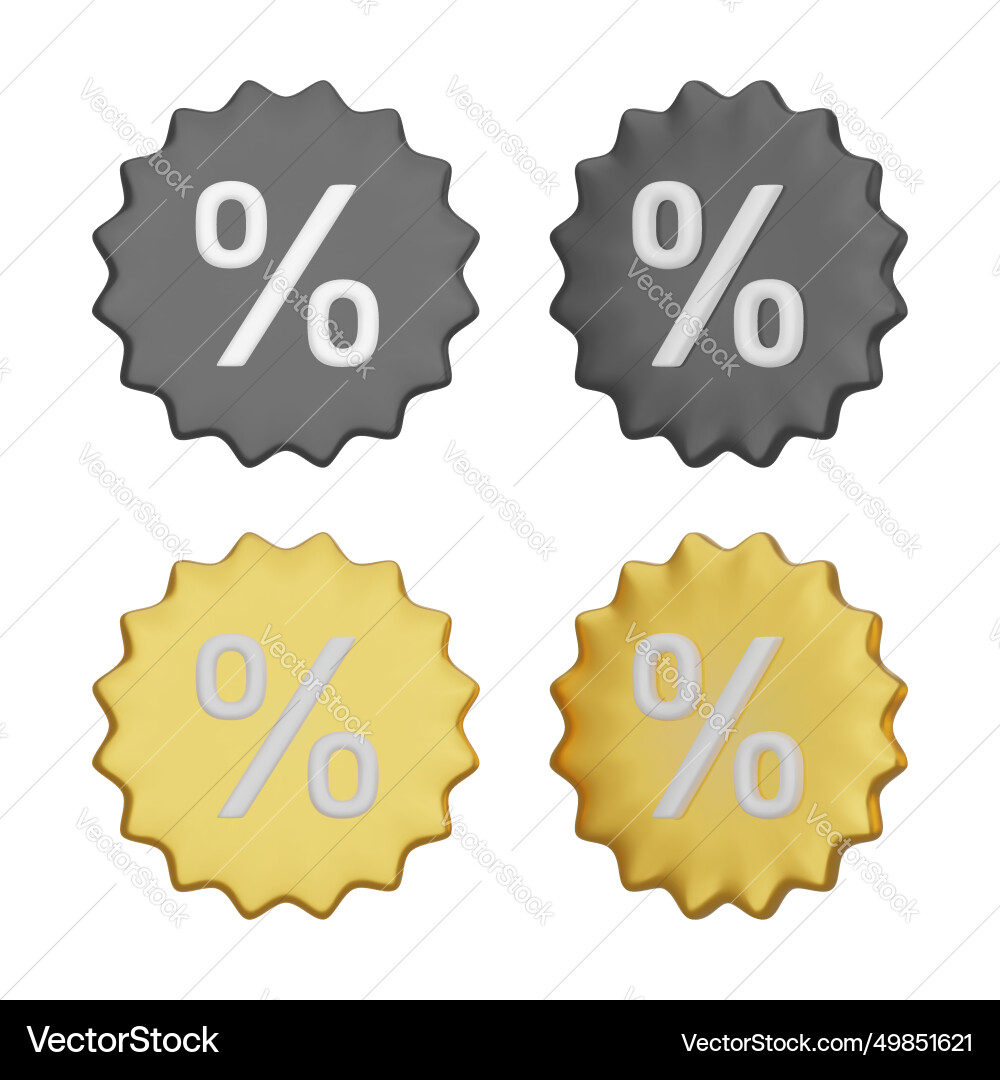 3d label with percentage sign white discount Vector Image