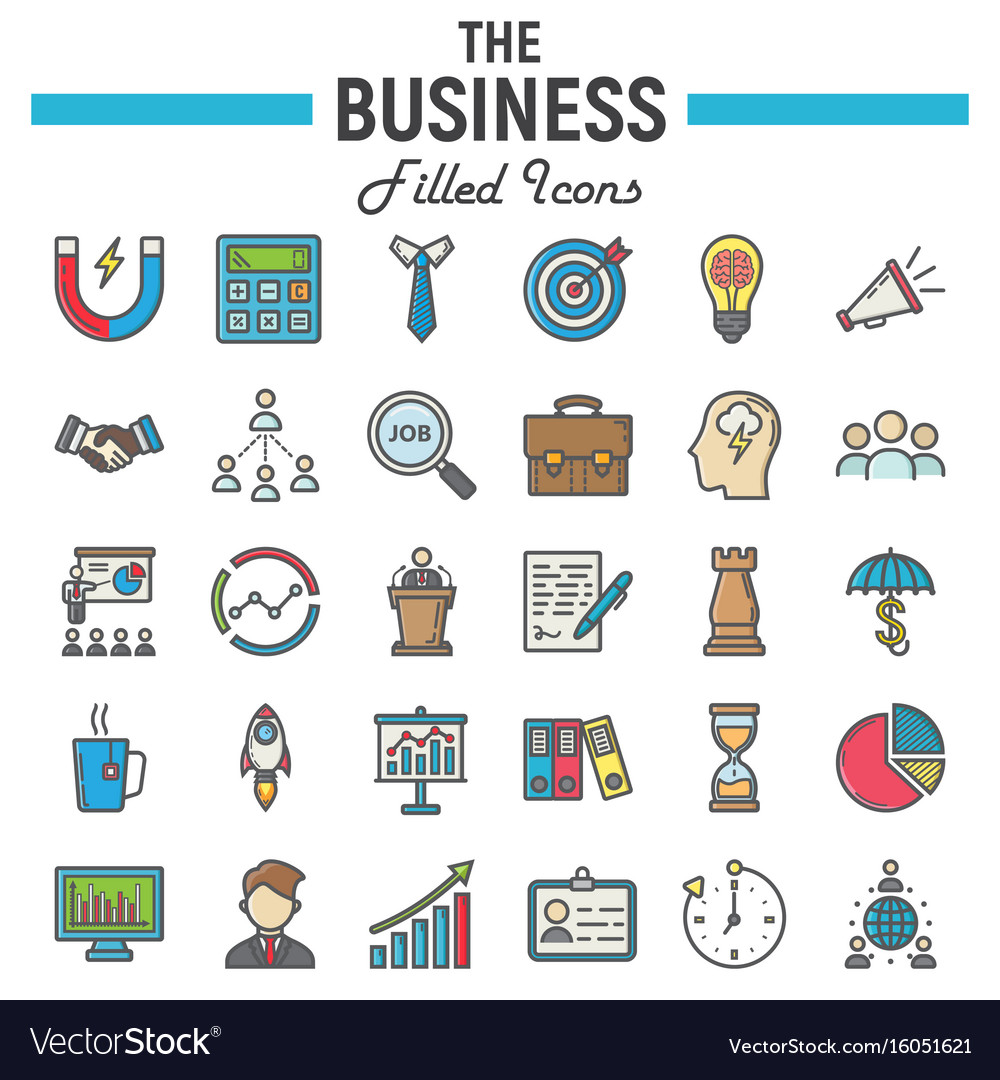 Business colorful line icon set finance signs Vector Image Business colorful line icon set finance signs Vector Image