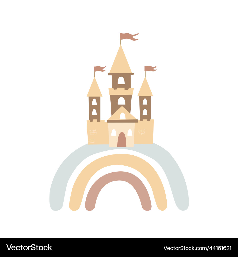 Castle on the rainbow isolated on white Royalty Free Vector