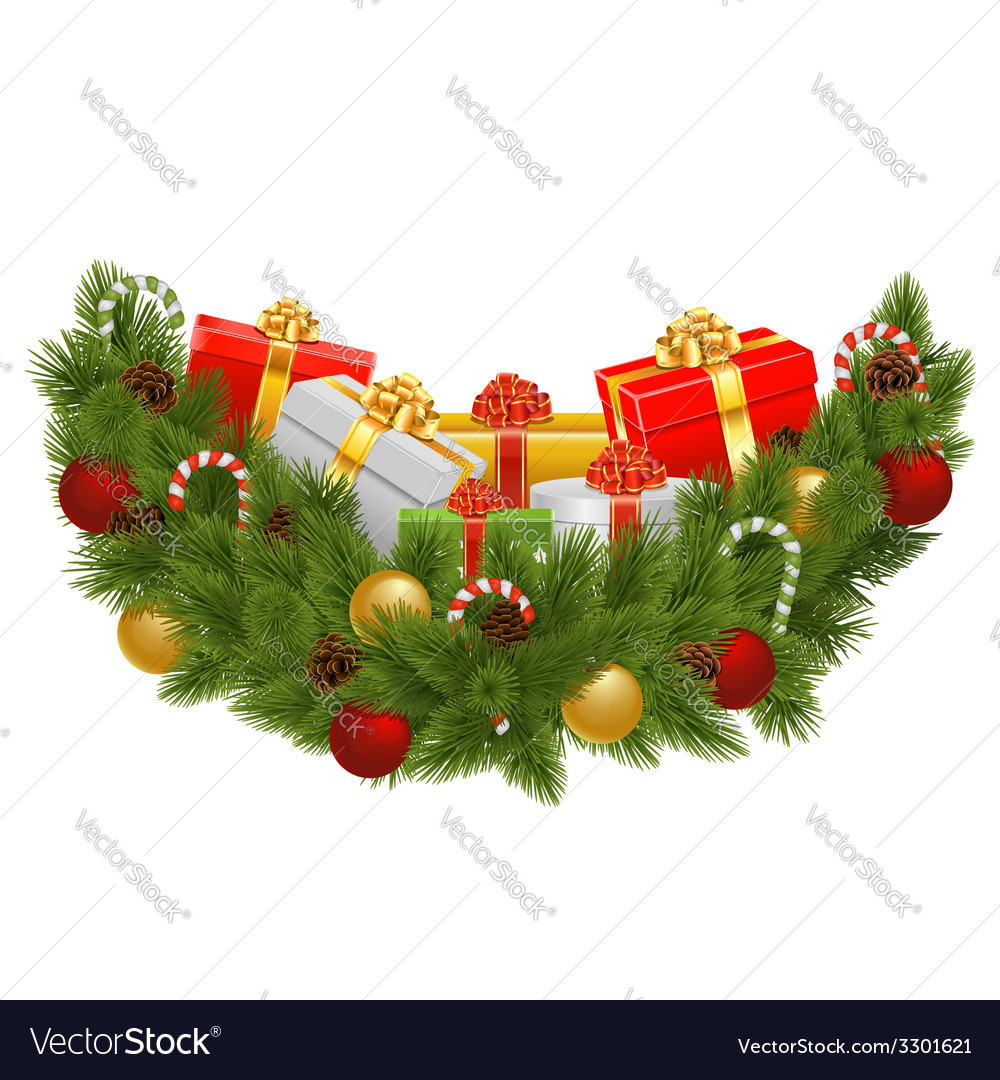 Christmas decoration with gifts Royalty Free Vector Image