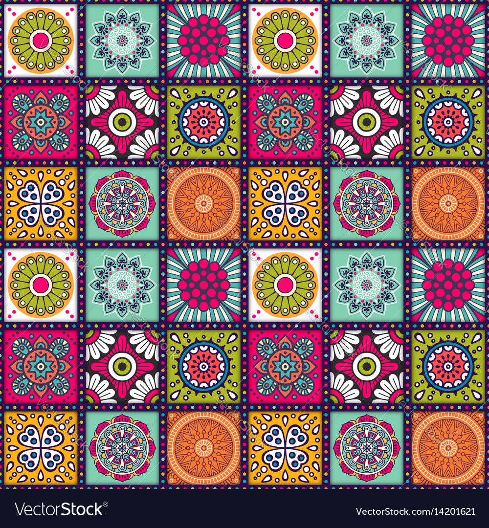 Ethnic floral seamless pattern Royalty Free Vector Image