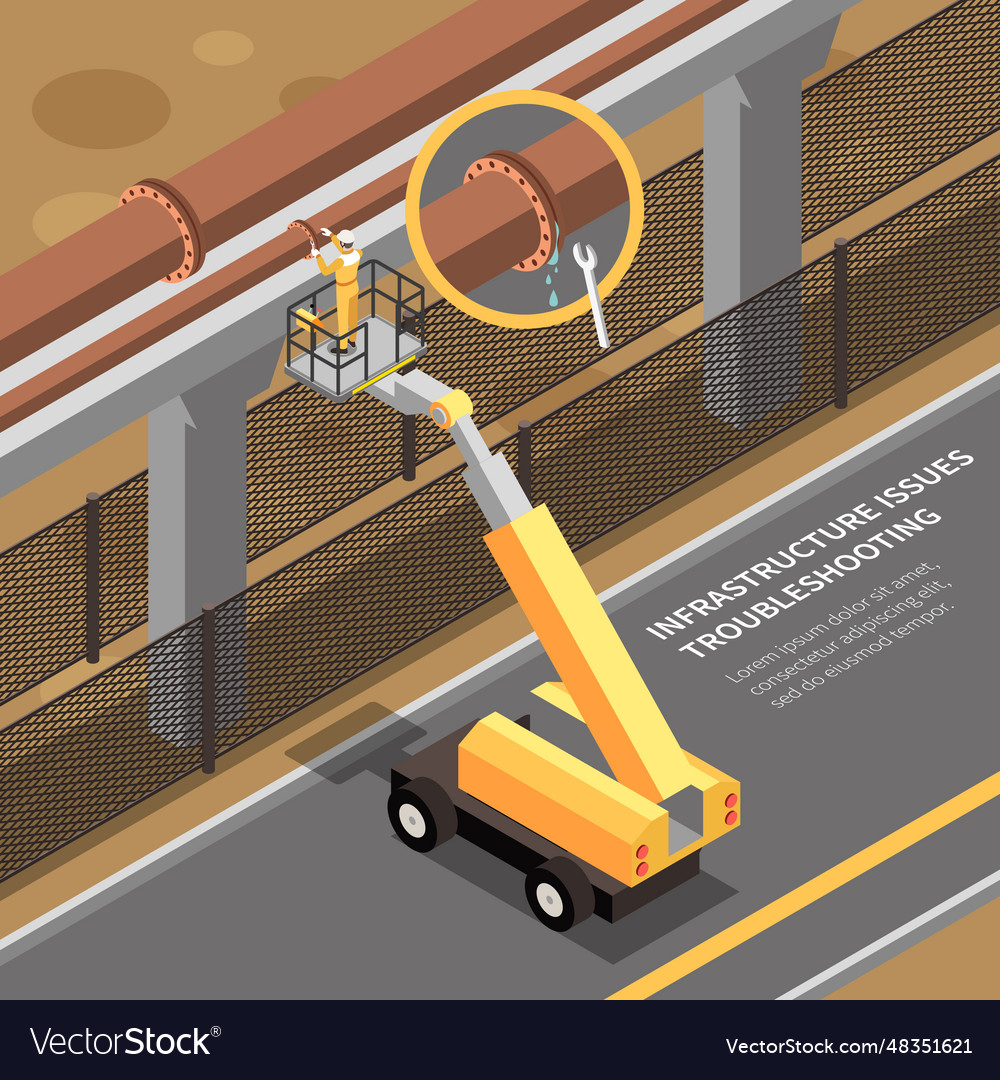 Infrastructure issues troubleshooting composition Vector Image