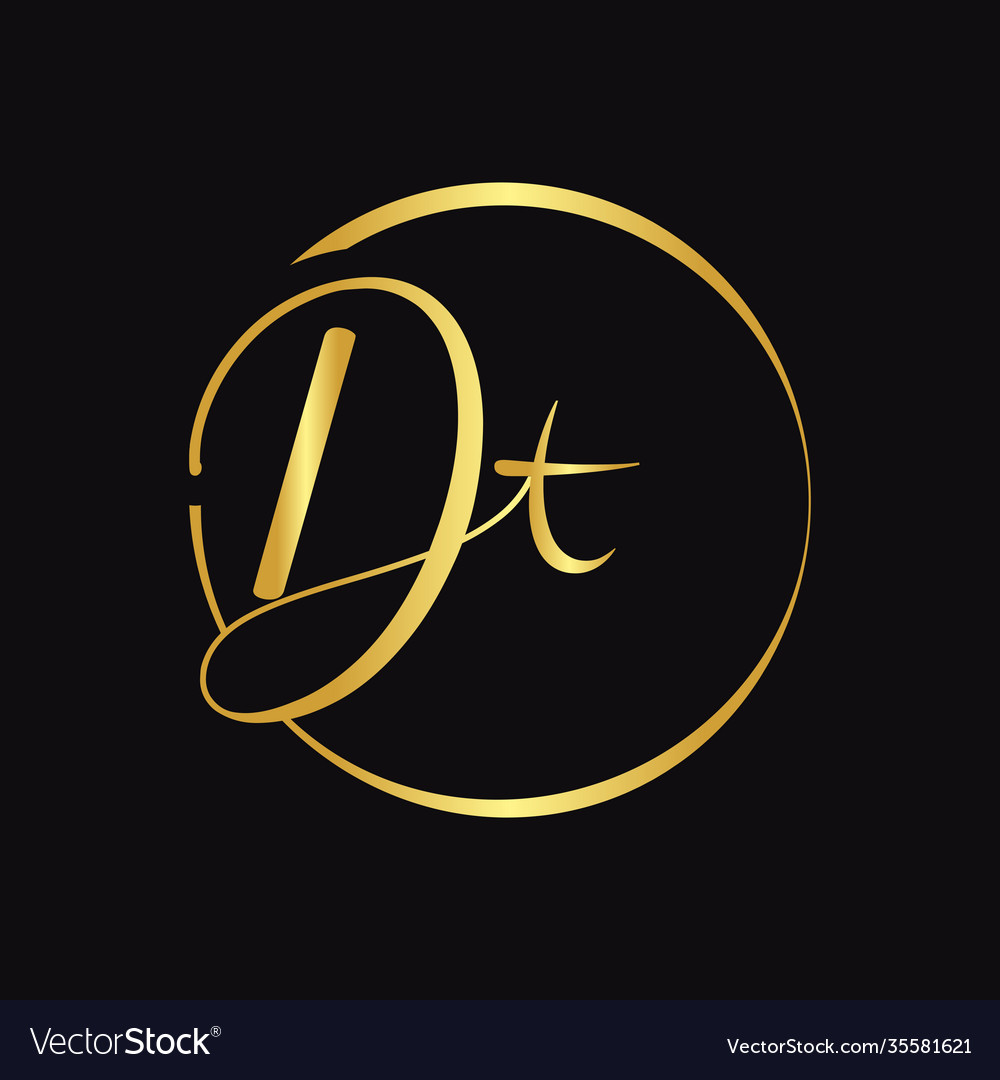 Initial dt script letter type logo design Vector Image