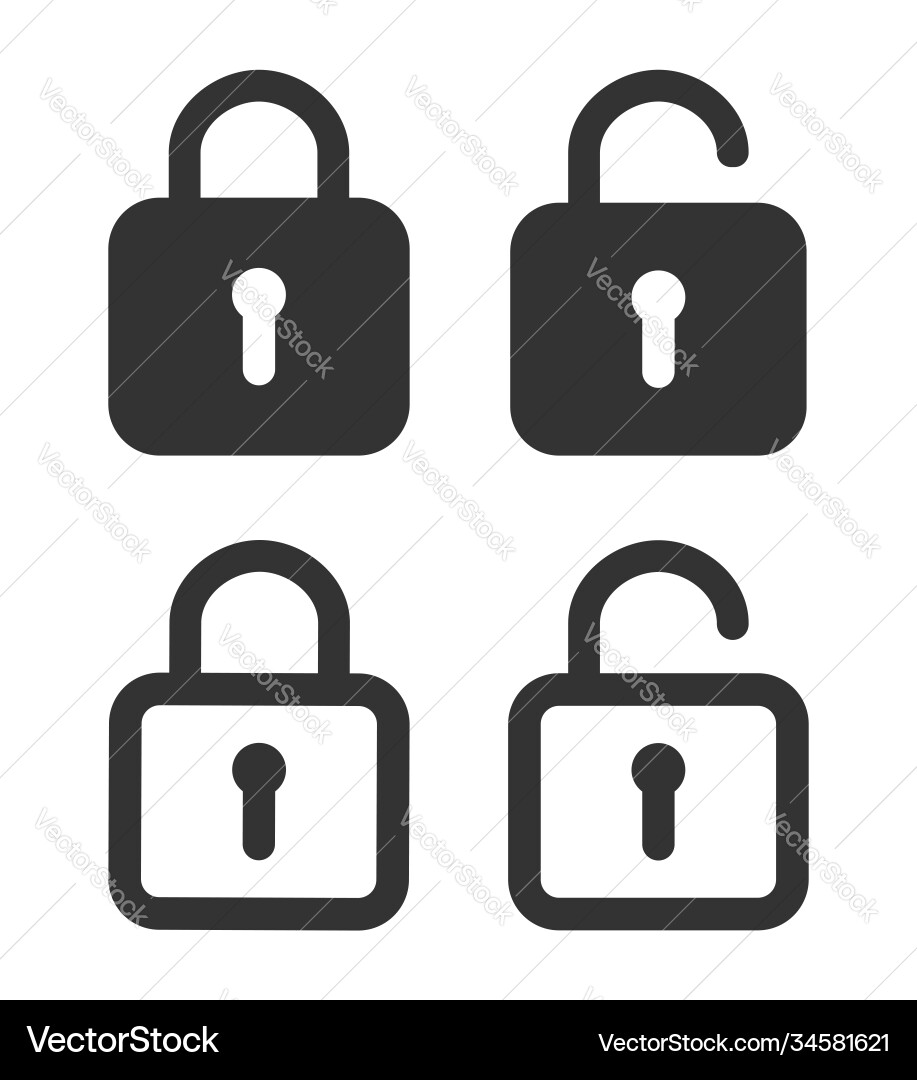 Lock icon padlock unlock password for closed of Vector Image