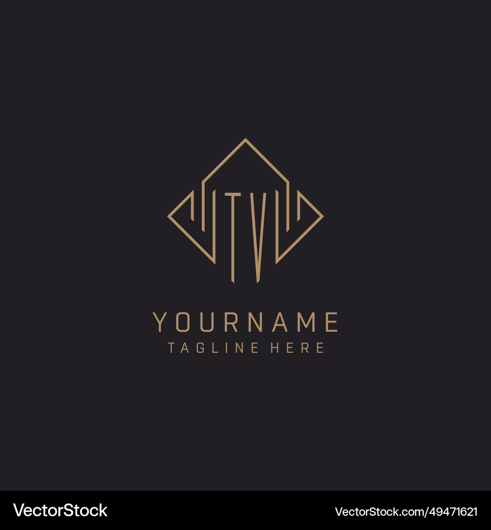 Monogram tv with rhombus line logo style luxury Vector Image