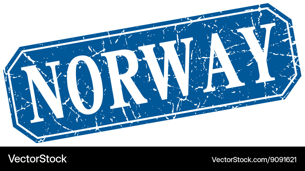 Norway blue square grunge retro style sign Vector Image