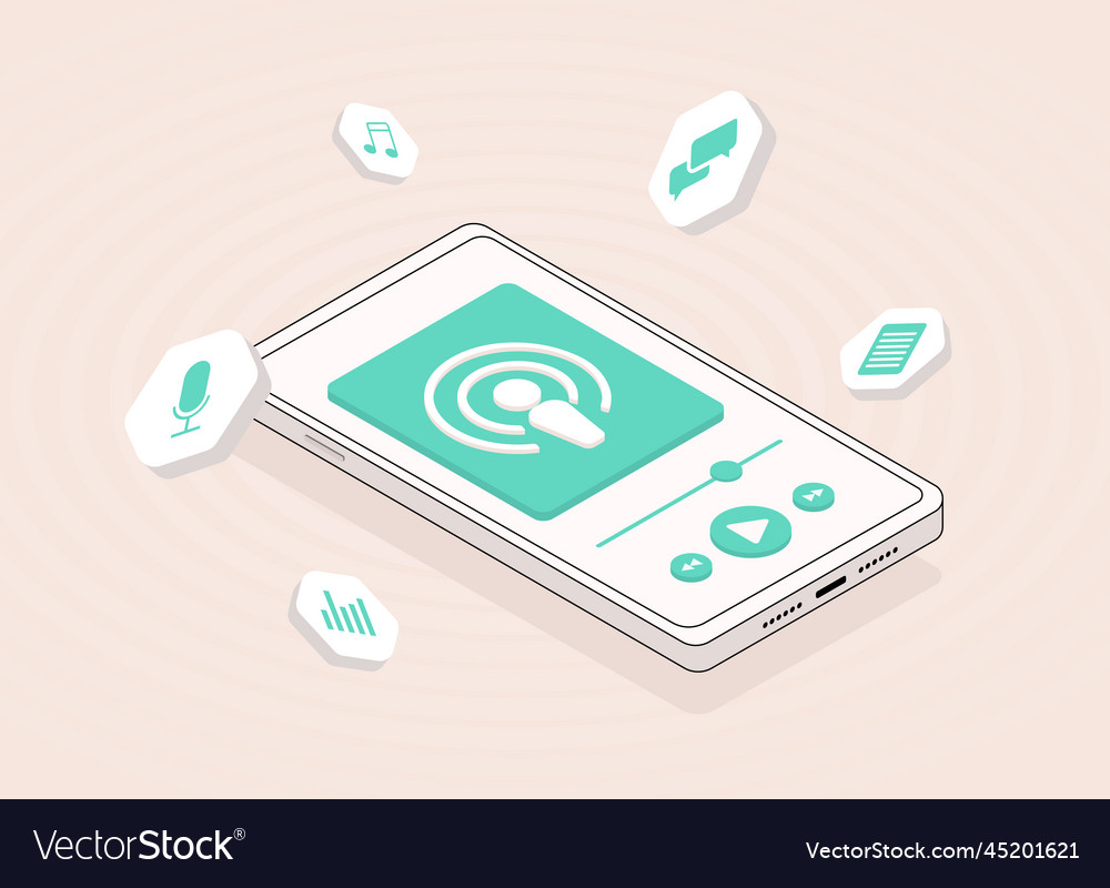 Podcasting and streaming mobile applications Vector Image