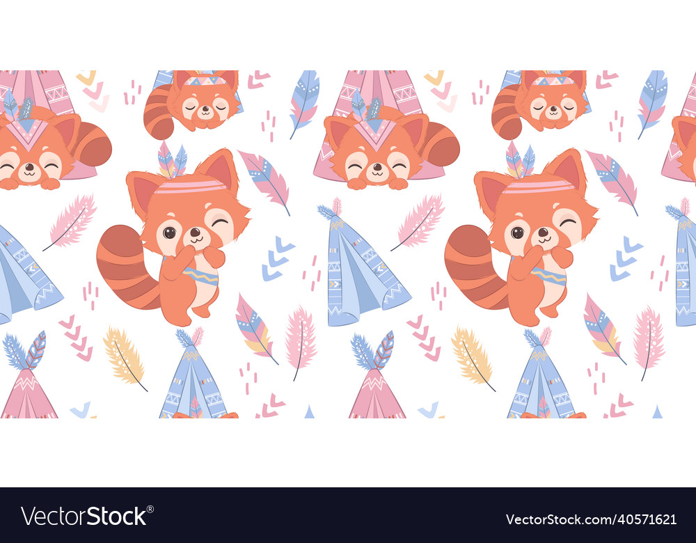 Red panda seamless pattern Royalty Free Vector Image