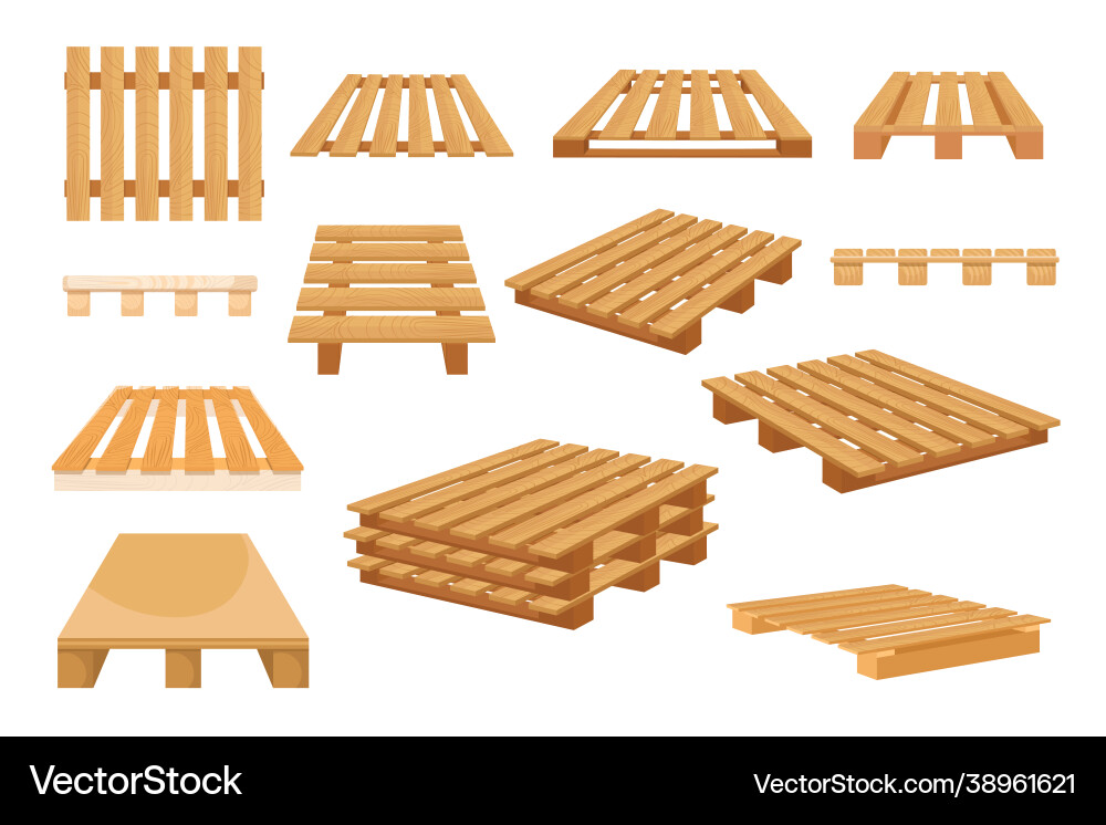 Set icons wooden pallets isolated on white Vector Image