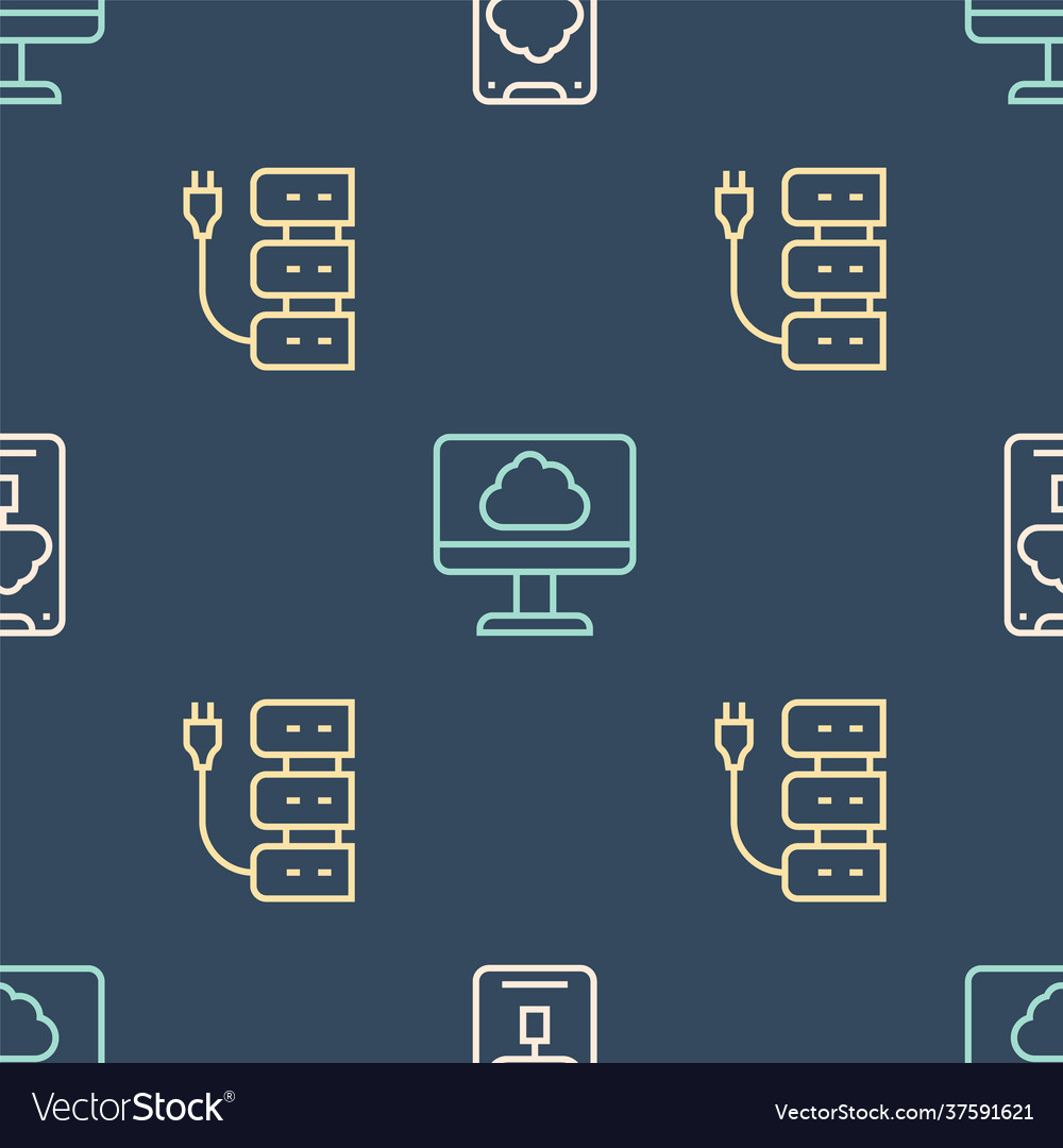 Set line cloud technology data transfer server Vector Image Set line cloud technology data transfer server Vector Image