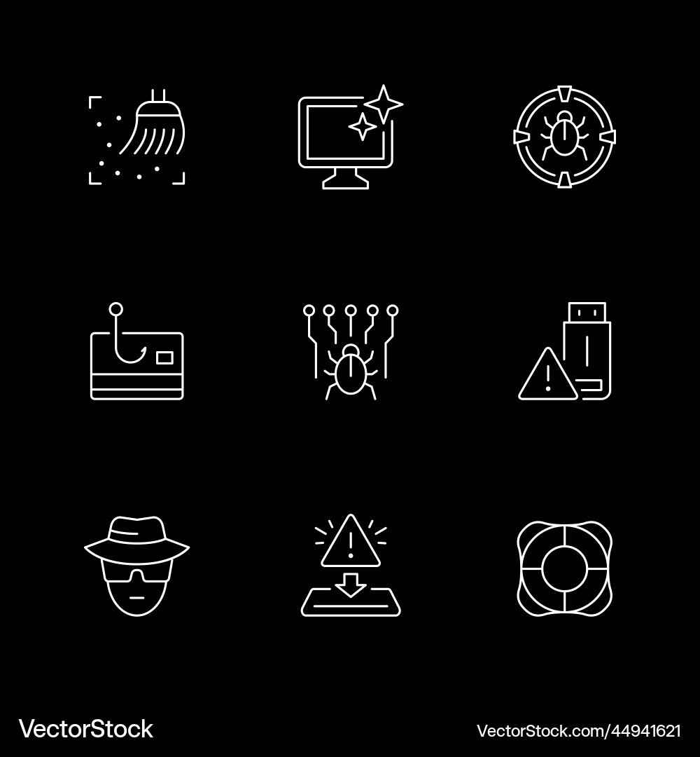 Set line icons of cyber security Royalty Free Vector Image