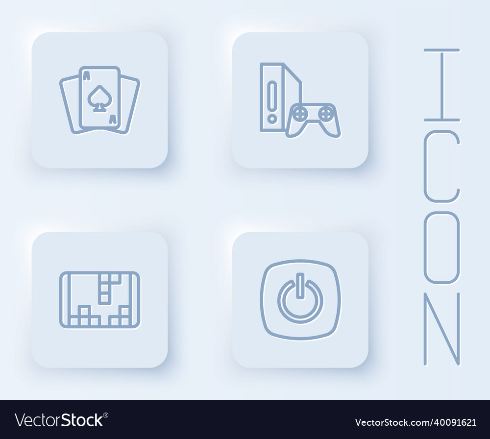 Set line playing cards game console with joystick Vector Image