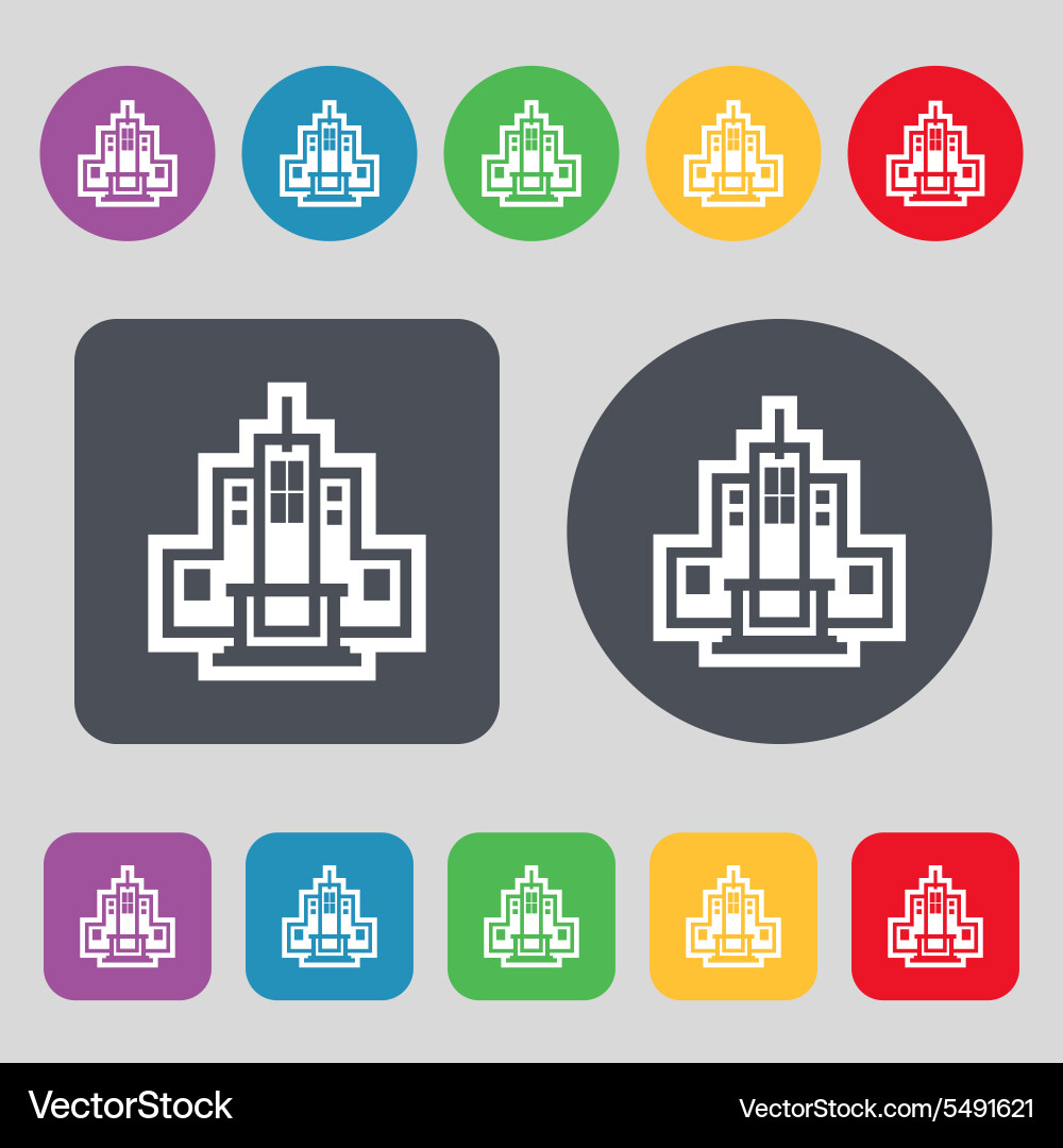 Skyscraper icon sign a set of 12 colored buttons Vector Image