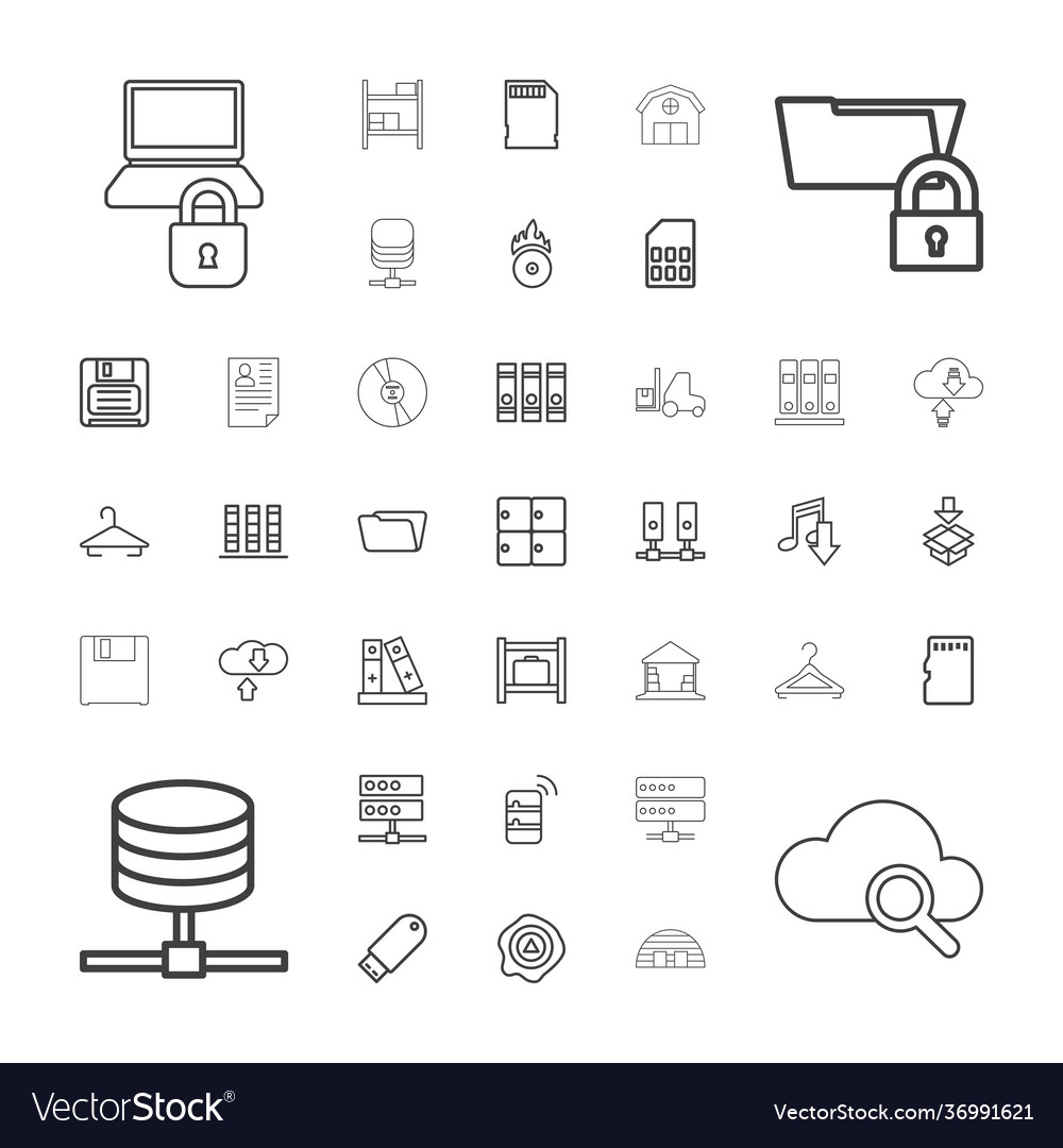 Storage icons Royalty Free Vector Image - VectorStock