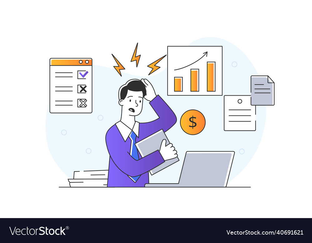 Stressed young man Royalty Free Vector Image - VectorStock