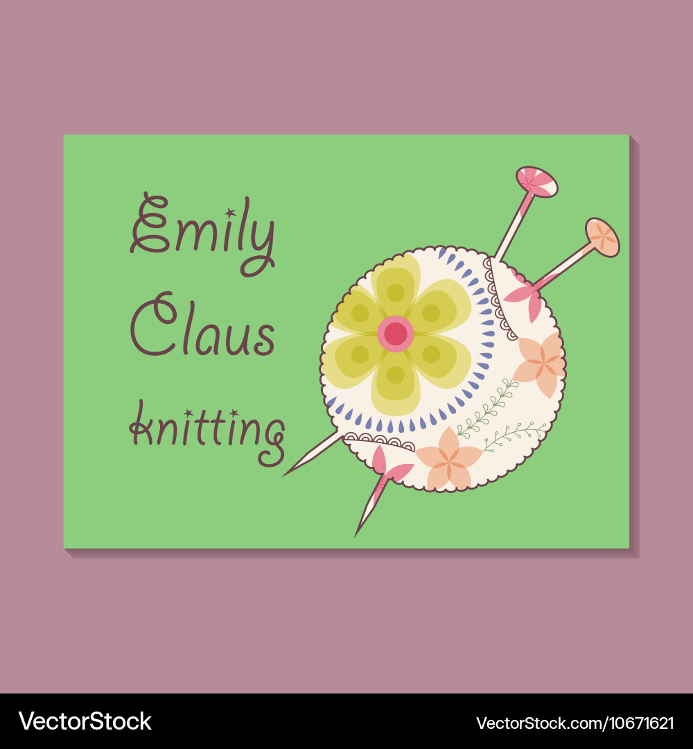 Vintage business card for knitting Royalty Free Vector Image