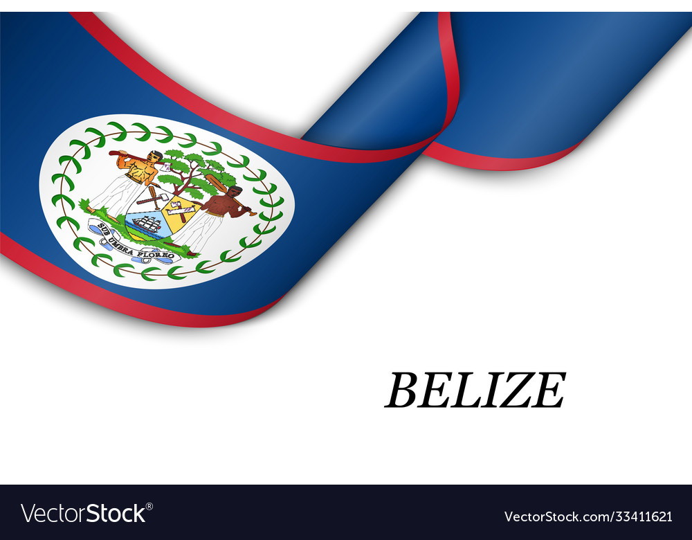 Waving ribbon or banner with flag belize Vector Image
