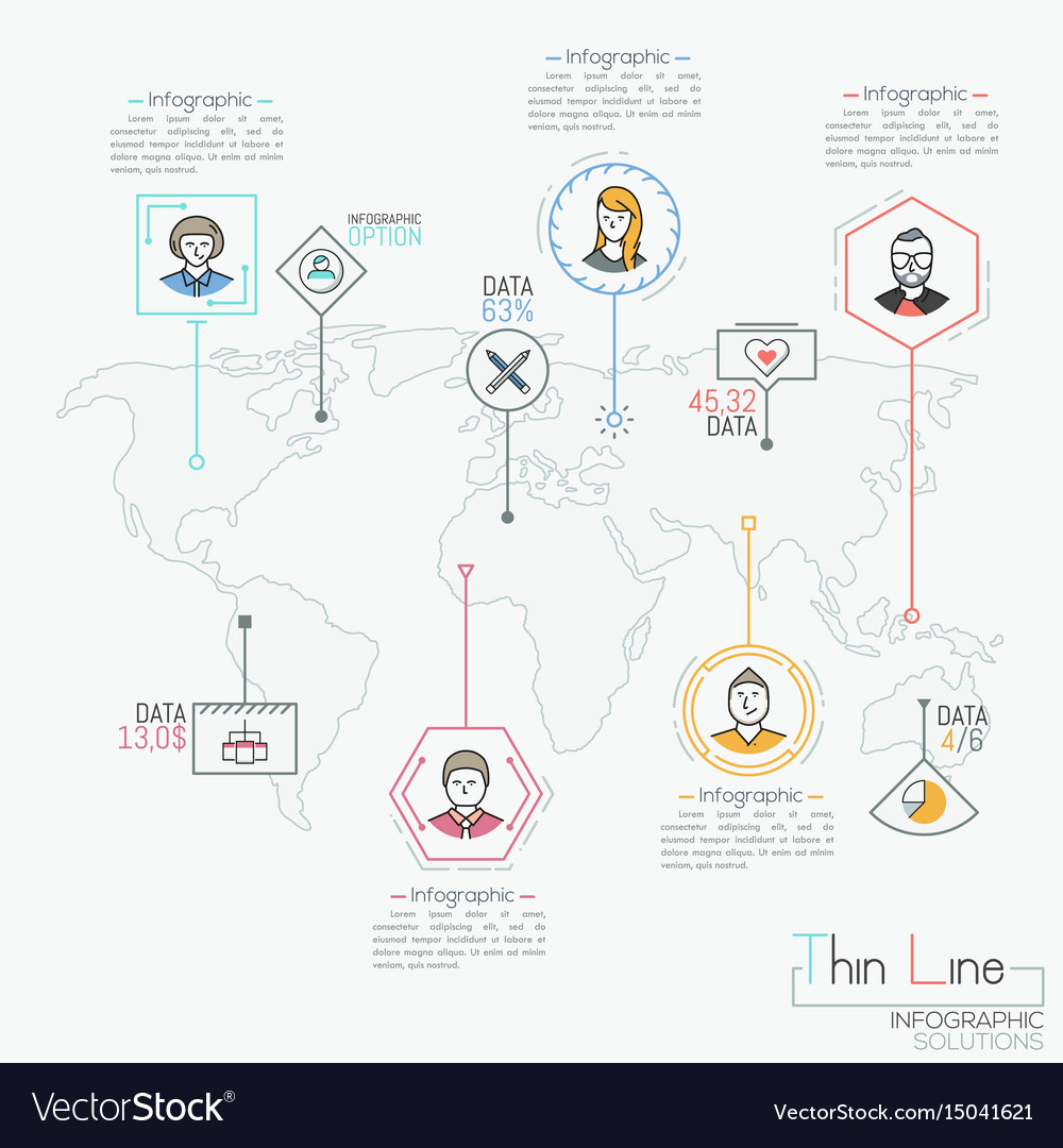 World map location marks text boxes and Royalty Free Vector