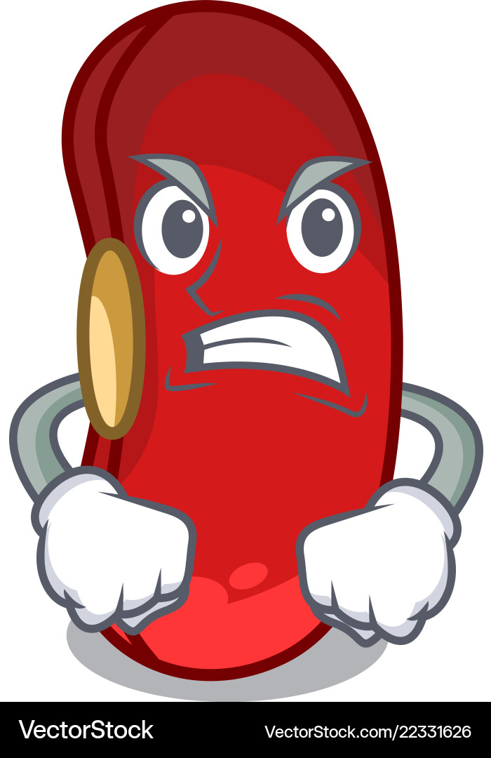 Angry red bean in the cartoon cup Royalty Free Vector Image