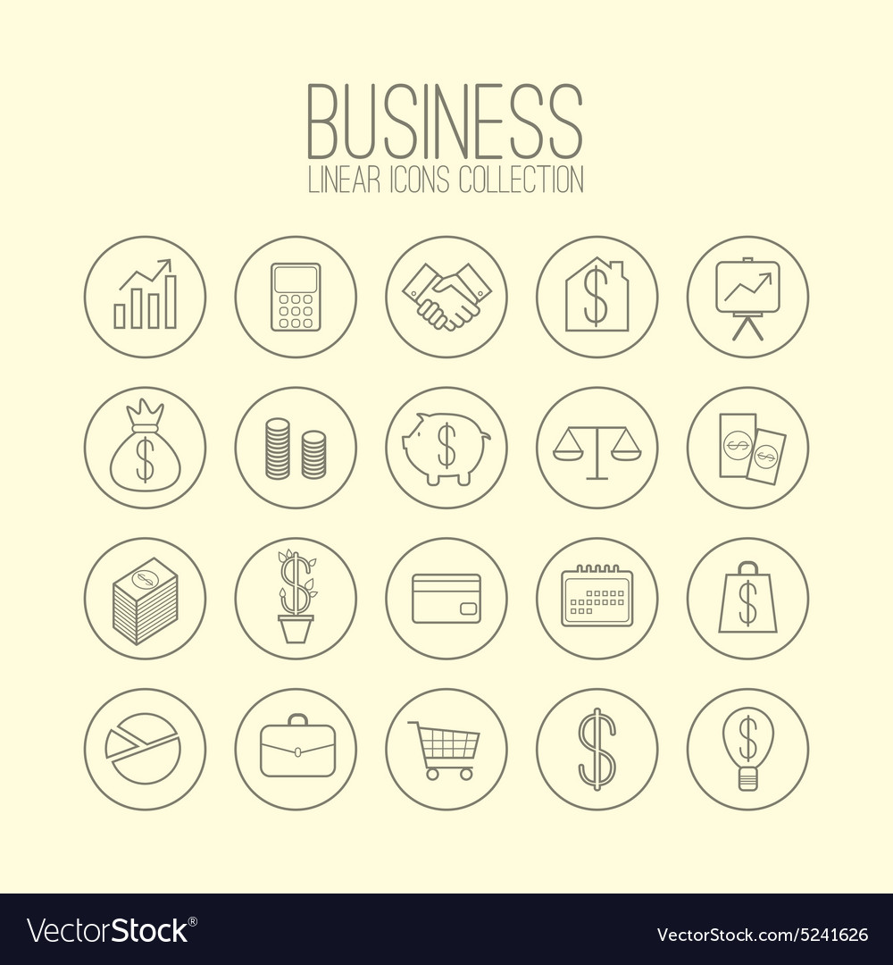 Business linear icons collection Royalty Free Vector Image