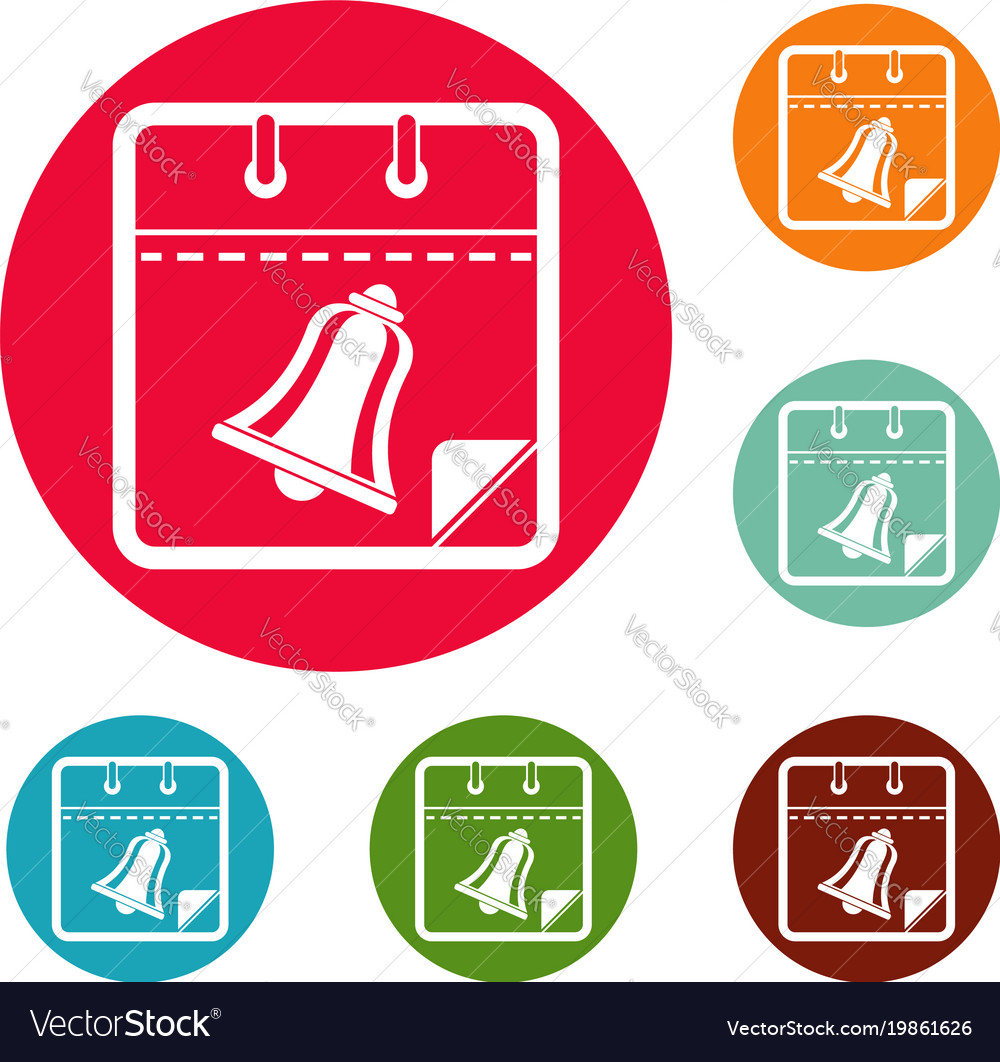 Calendar school icons circle set Royalty Free Vector Image