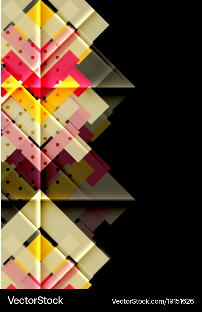 Colorful triangles and arrows on dark background Vector Image