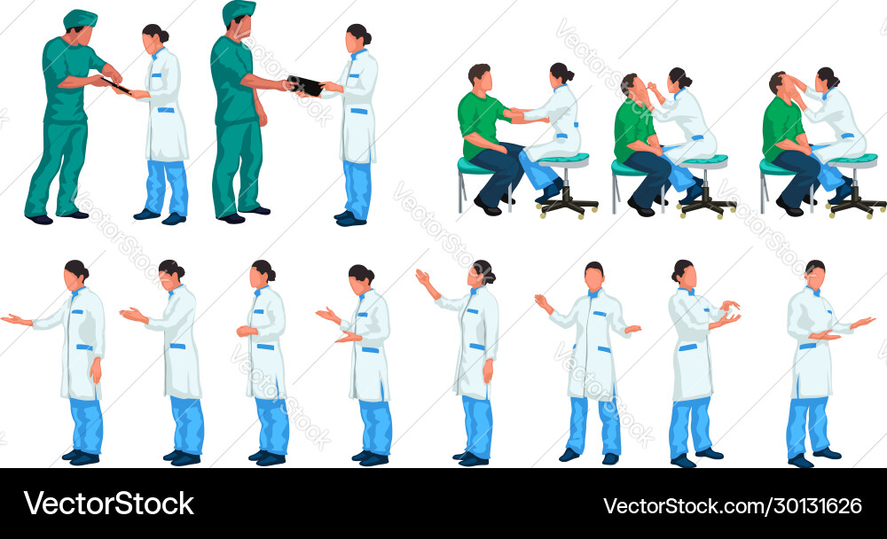 Doctor and patient set Royalty Free Vector Image