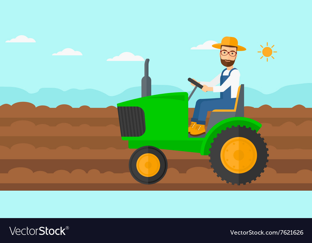 Farmer driving tractor Royalty Free Vector Image