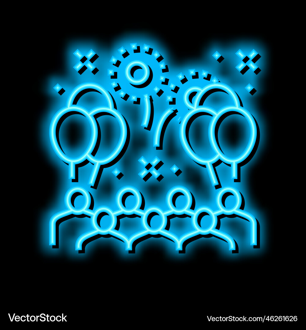 Firework on festival parade neon glow icon Vector Image