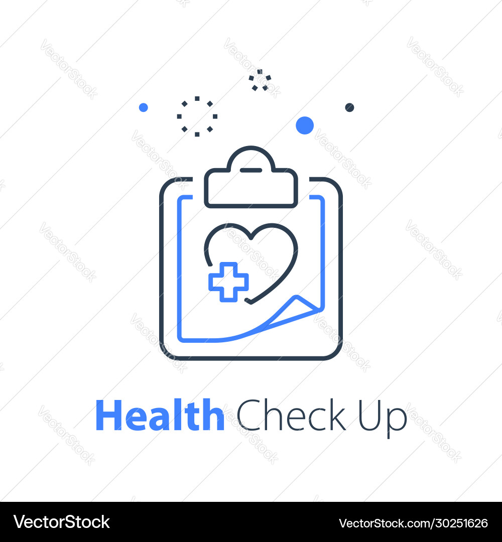 Health check up heart system exam Royalty Free Vector Image