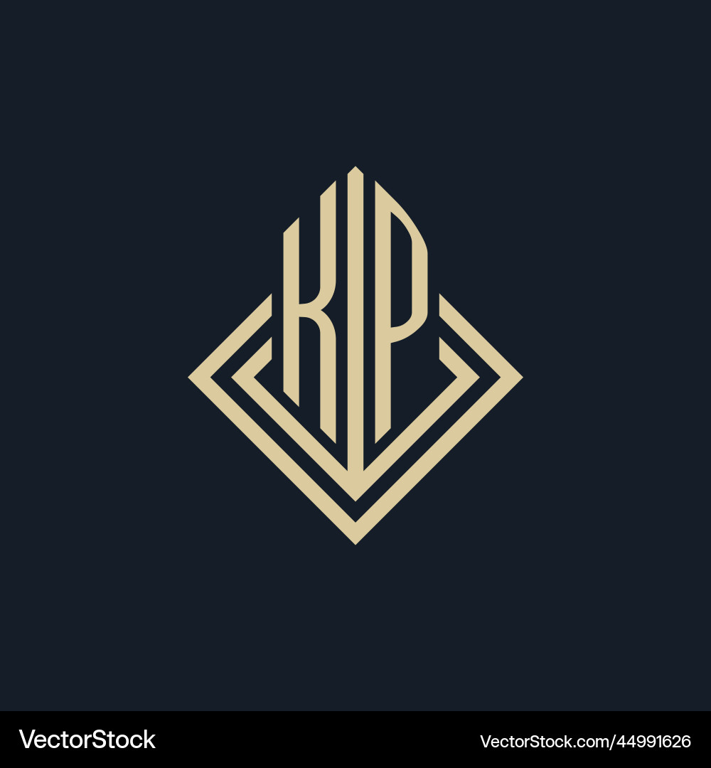 Initials kp logo rhombus lines shape style luxury Vector Image