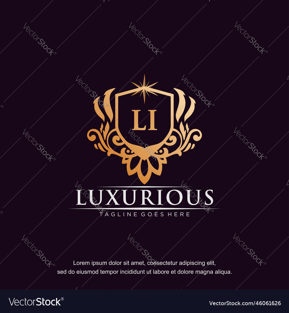 Li initial letter luxury ornament gold monogram Vector Image