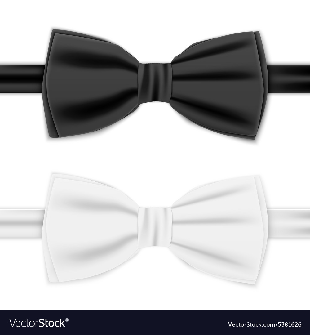 Realistic white and black bow tie Royalty Free Vector Image