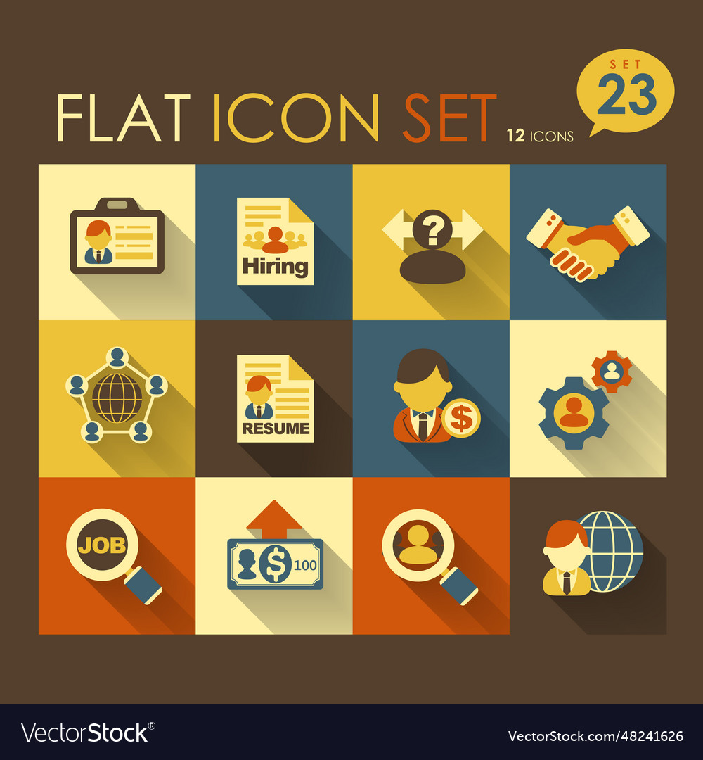 Recruitment job icon set Royalty Free Vector Image