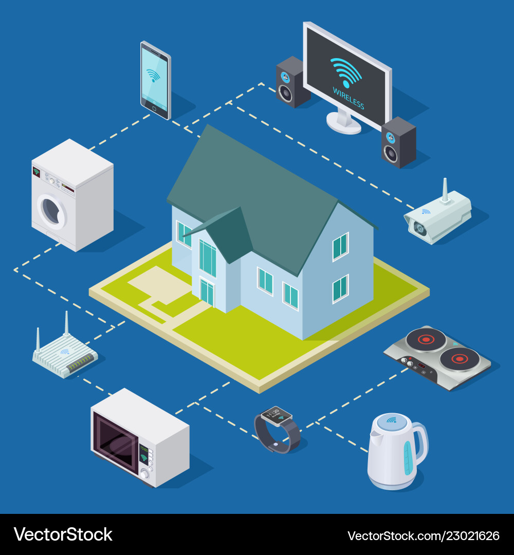 Smart house concept with isometric home and Vector Image