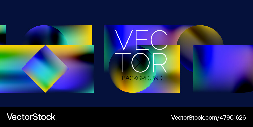 Squares and circles design fluid color gradients Vector Image