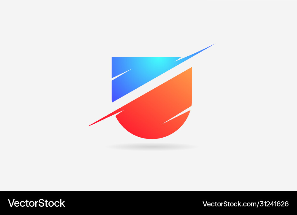 U blue white alphabet letter logo icon Royalty Free Vector