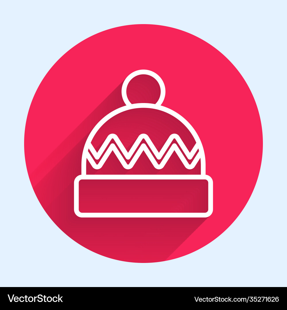 White line winter hat icon isolated with long Vector Image