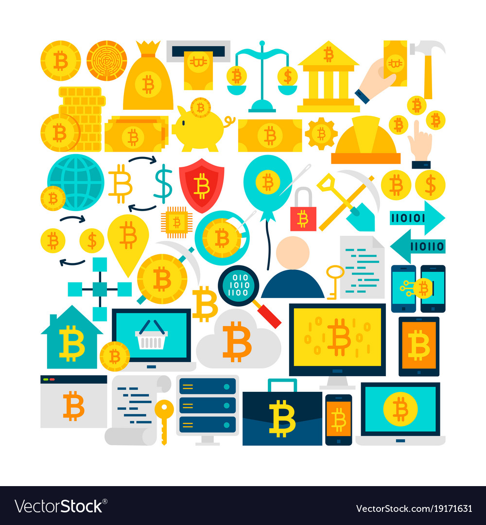 Bitcoin objects set Royalty Free Vector Image - VectorStock