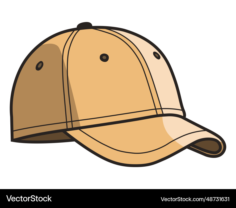 Brown peaked cap for sun protection Royalty Free Vector