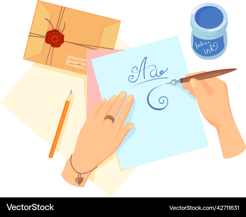 Calligraphy hobby creative handmade craft cartoon Vector Image