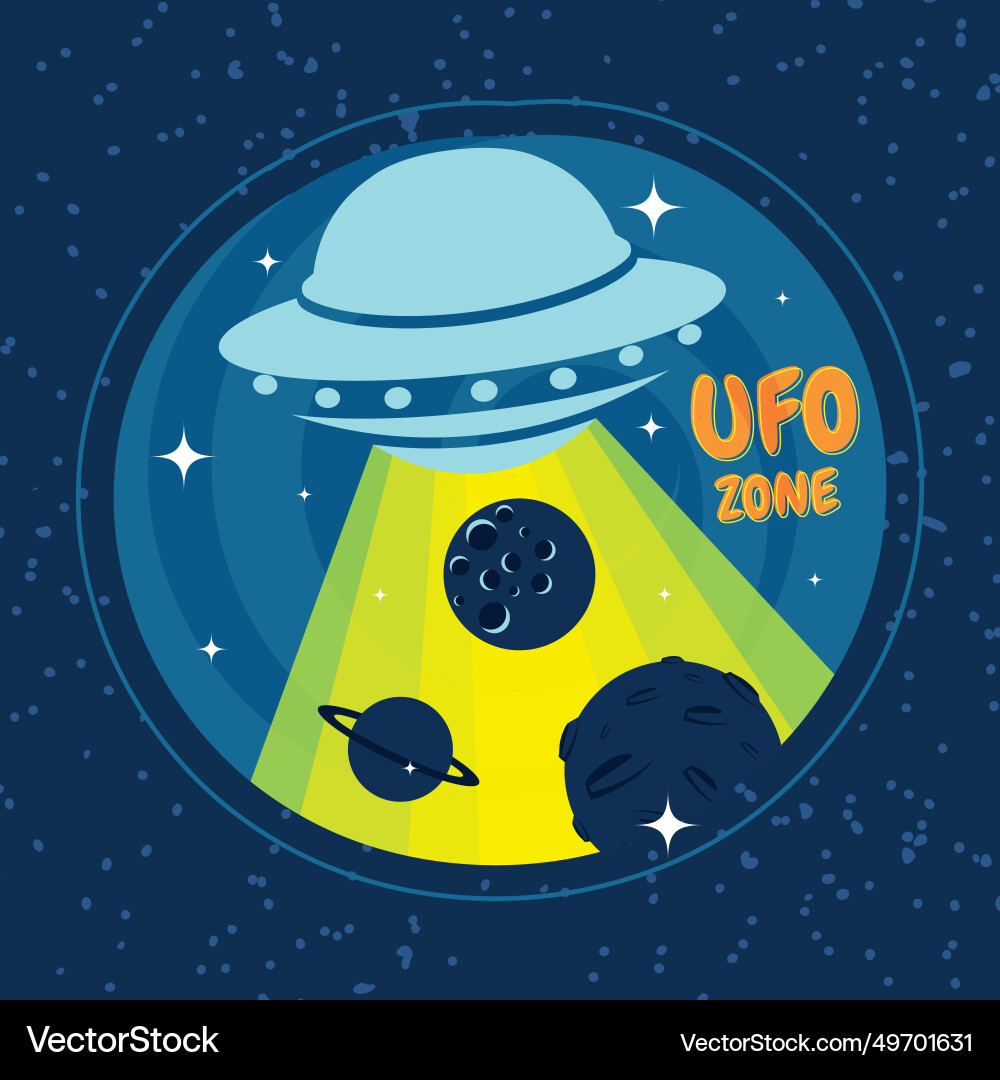 Cute cartoon alien ufo sticker Royalty Free Vector Image