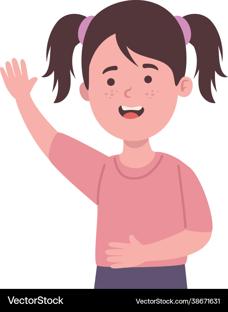 Cute girl with hand up Royalty Free Vector Image