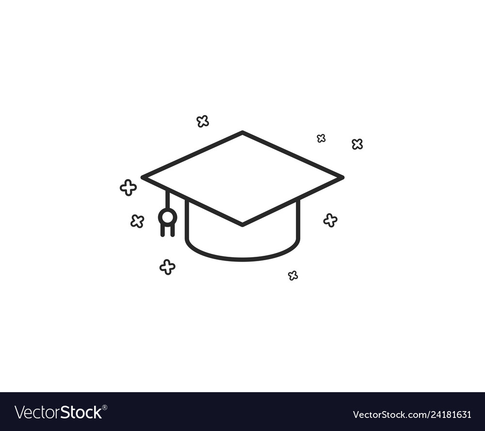Graduation cap line icon education sign student Vector Image